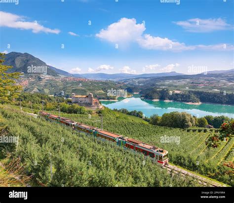 Fabulous View Of The Cles Castel The Santa Giustina Lake And Lots Of