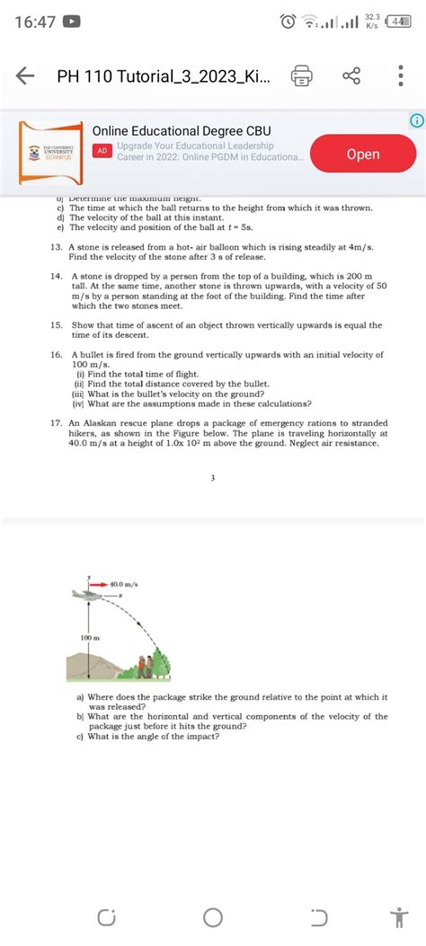 Solved 16 47 1 ̂ 11 11k S 32 3 44 Ph 110 Tutorial32023ki