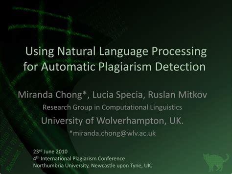 Ppt Using Natural Language Processing For Automatic Plagiarism