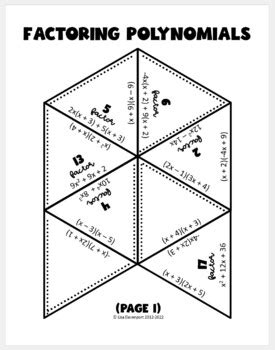 Factoring Polynomials Algebra 1 Puzzle Activity By Lisa Davenport