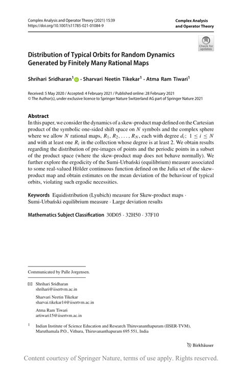 Distribution Of Typical Orbits For Random Dynamics Generated By