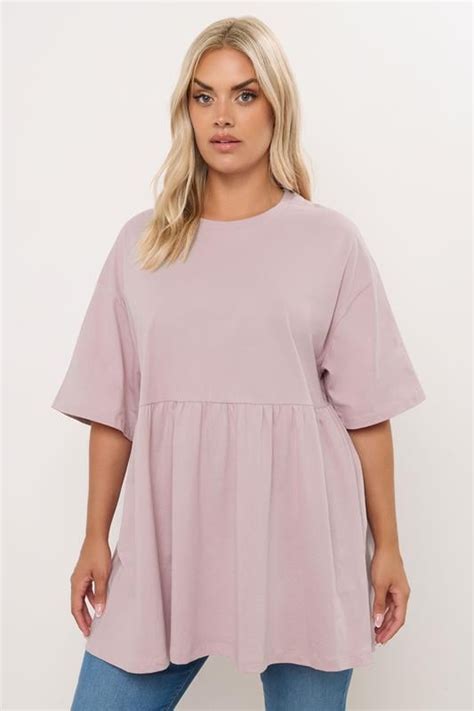 Yours Plus Size Light Pink Cotton Peplum Top Yours Clothing