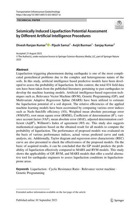 Pdf Seismically Induced Liquefaction Potential Assessment By