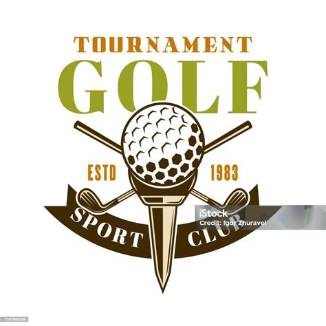 골프 토너먼트 벡터 엠블럼 라벨 배지 또는 로고 템플릿 흰색 배경에 고립 된 빈티지 컬러 일러스트 레이션 Championship에 대한 스톡 벡터 아트 및 기타 이미지