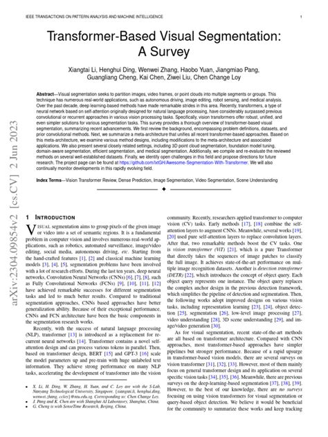 Transformer Based Visual Segmentation A Survey Pdf Image