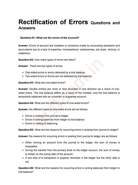 Rectification Of Errors Questions With Answers Pdf Instapdf