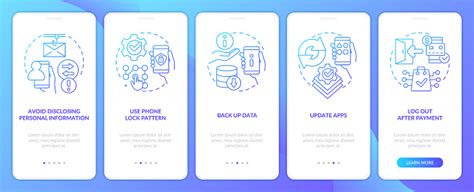 Improve Smartphone Security Blue Gradient Onboarding Mobile App Screen Stock Illustration