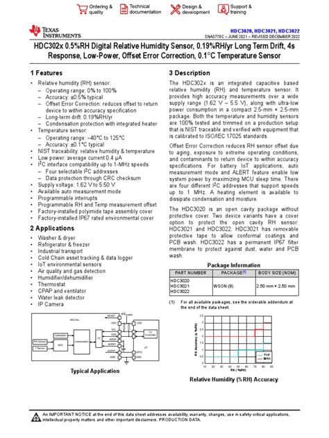 Hdc3022 Humidity Sensor Download Free Pdf Electrostatic Discharge Humidity
