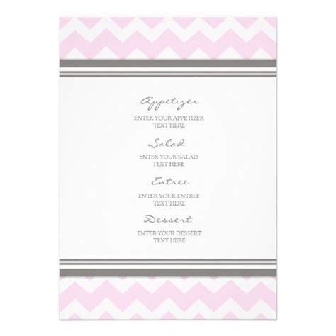 Wedding Menu Pink Gray Chevron Wedding Menu Wedding Menu Cards