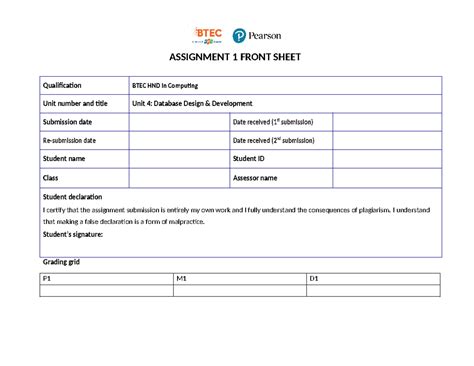 unit 04 assignment 1 frontsheet assignment 1 front sheet