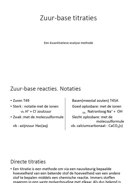 Zuur Base Titraties Pwp Havo 5 Eerste Deel Pdf