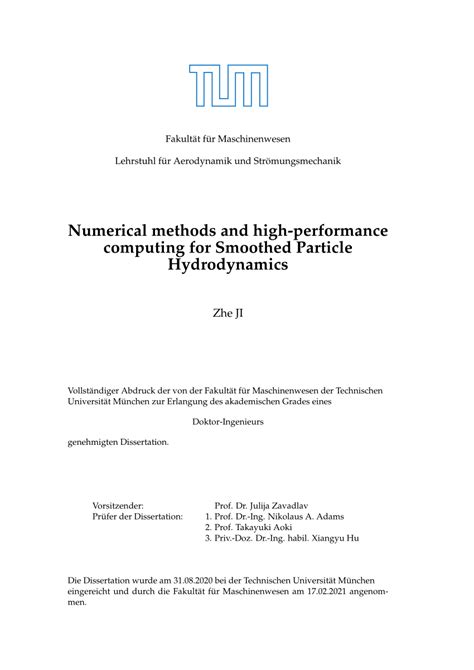PDF Numerical Methods And High Performance Computing For Smoothed Particle Hydrodynamics