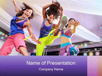 Aerobic And Zumba Exercise Babe Women Showcasing Sport Dresses While Jumping PowerPoint