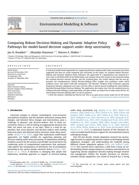 Pdf Comparing Robust Decision Making And Dynamic Adaptive Policy