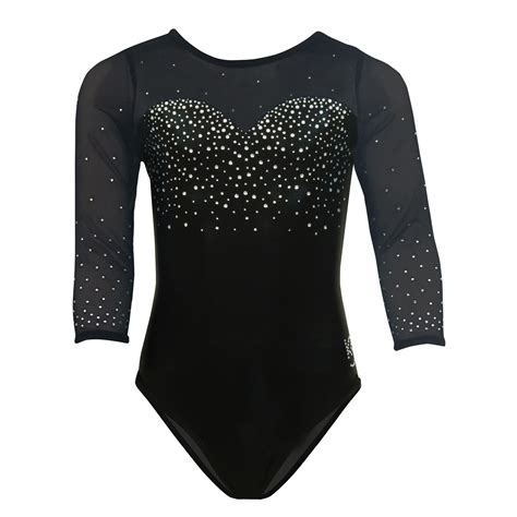 Sweetheart Black Mystique Black Mesh Long Sleeve Leotard K Bee Leotards