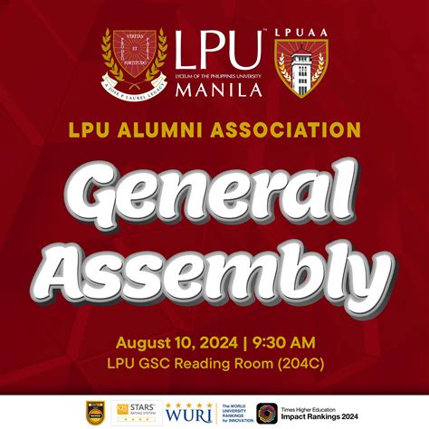 Lpu Alumni General Assembly Lyceum Of The Philippines University Manila