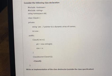Solved Consider The Following Class Declaration Include Chegg