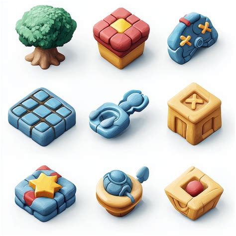 Colorful 3d Cartoon Game Icons Tree Buttons Controller Star Orb Premium Ai Generated Image