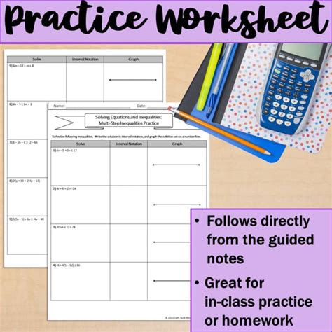 Multi Step Inequalities Guided Notes And Practice Worksheet Editable
