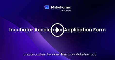 Incubator Accelerator Application Form