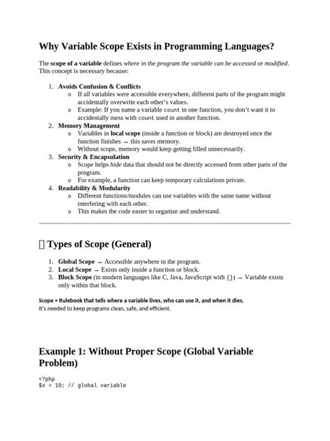 Understanding Variable Scope In Programming Pdf Scope Computer
