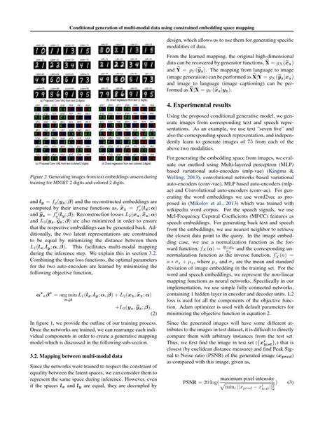 conditional generation of multi modal data using constrained embedding
