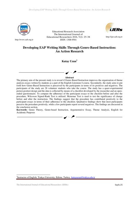 Pdf Developing Eap Writing Skills Through Genre Based Instruction An Action Research