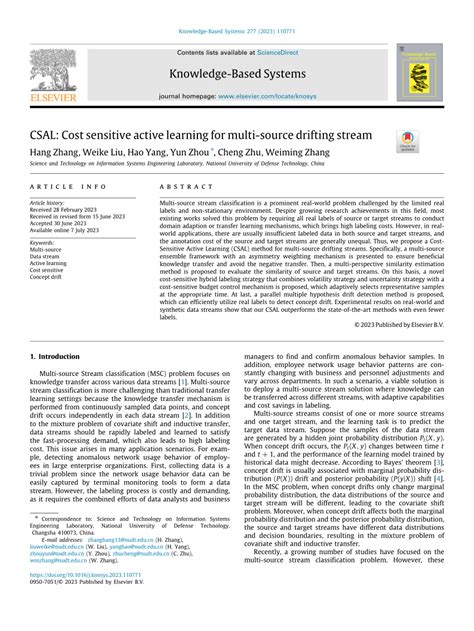 Pdf Csal Cost Sensitive Active Learning For Multi Source Drifting Stream