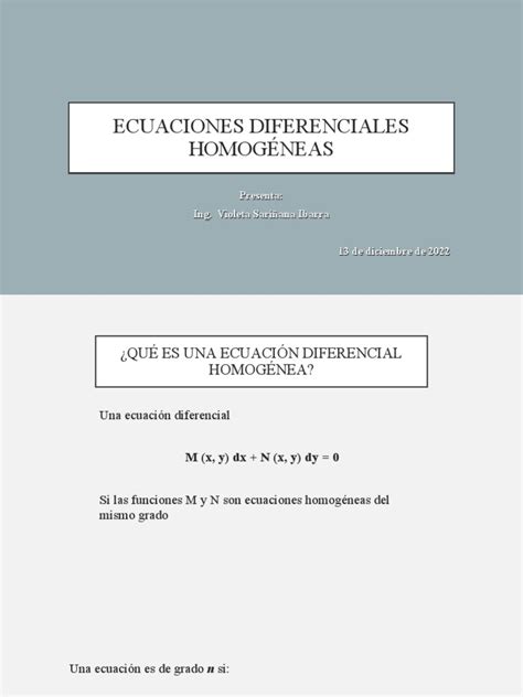 Ecuaciones Diferenciales Homogeneas Pdf Ecuaciones Conceptos
