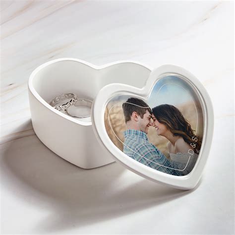 Initials Photo Heart Keepsake Box At