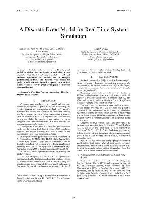 pdf a discrete event model for real time system simulation