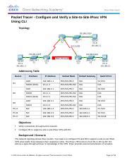 8 4 1 2 Packet Tracer Configure And Verify A Site To Site IPsec VPN Using CLI Docx Packet