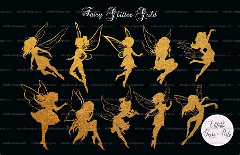 Instant Download Fairies Glitter Gold Clipart Fairies Glitter