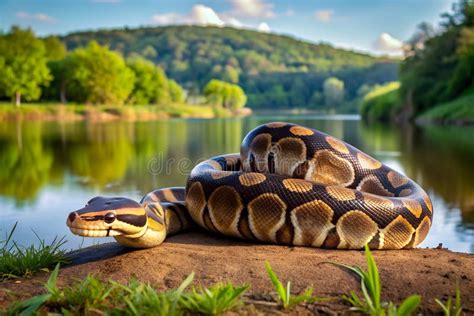 Axanthic Ball Python Lies Lake Stock Illustration Illustration Of Water Python 322969776