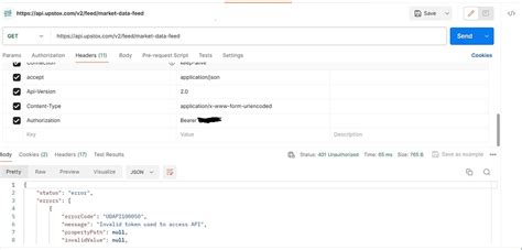 how to fetch market data it is throwing invalid token used to access