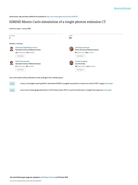 Simind Monte Carlo Simulation Of A Single Photon Emission Ct Download Free Pdf Nuclear