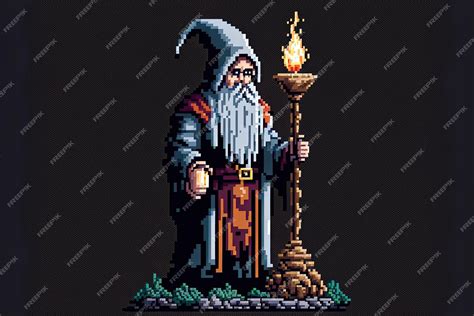 Premium Ai Image Pixel Art Wizard Character For Rpg Game Character In Retro Style For 8 Bit Game
