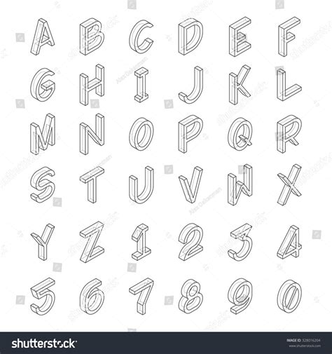 Isometric Vector Font Alphabet Line Art Stock Vector - vrogue.co