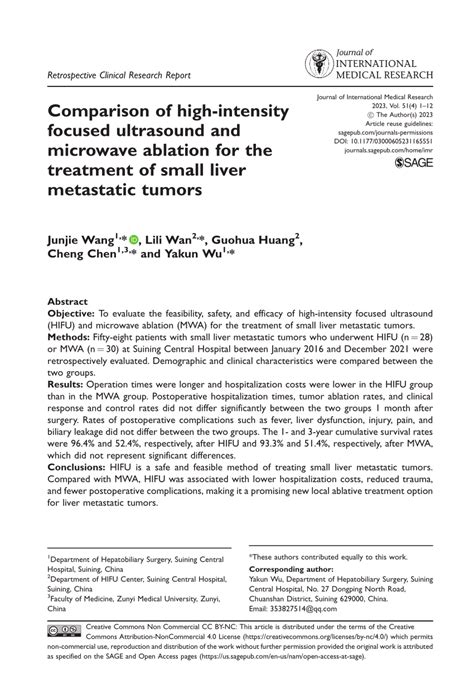 Pdf Comparison Of High Intensity Focused Ultrasound And Microwave Ablation For The Treatment