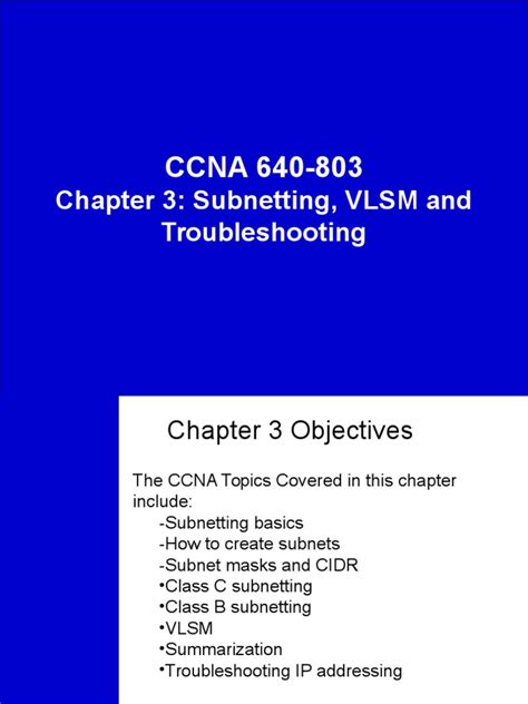 ccna 640 803 chapter 3 subnetting vlsm and troubleshooting pdf