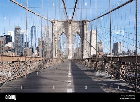 Architectural Detail Of The Brooklyn Bridge A Hybrid Cable Stayed Suspension Bridge In New York