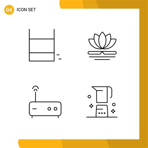 4 Universal Line Signs Symbols Of Game Modem Sport Massage Beverage Editable Vector Design