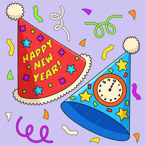 Premium Vector New Years Eve Party Hat Colored Cartoon