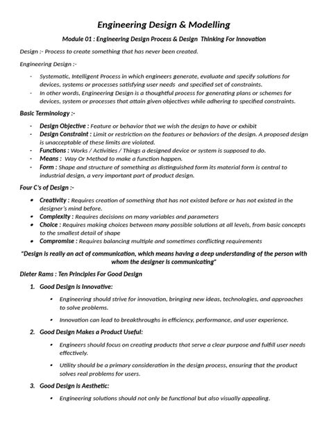 Engineering Design Notes Pdf Design Thinking Brainstorming