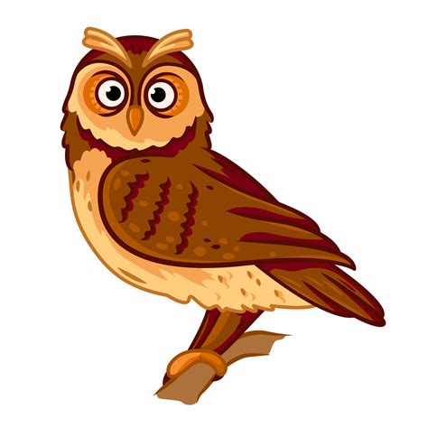 An Owl Sits On A Branch On A White Background Contour Image Vector
