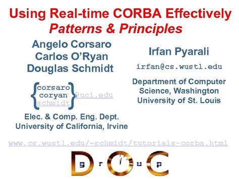Using Real Time Corba Effectively Patterns Principles Angelo