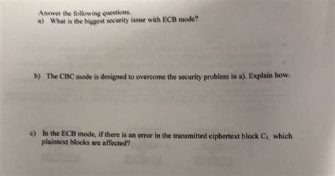 Solved B Points Given The Electronic Codebook ECB Mode Chegg Com