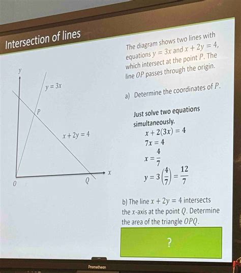 Solved Intersection Of Lines The Diagram Shows Two Lines With And