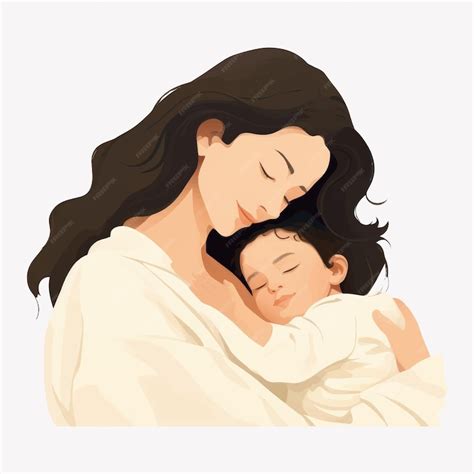 Madre Abrazando A Su Hijo Dormido Vector Premium Generado Con Ia