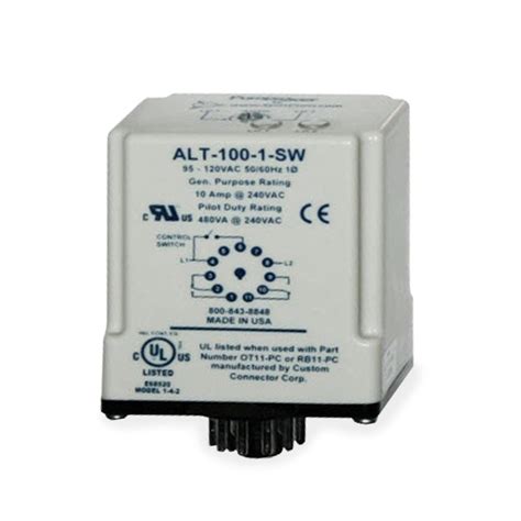 SymCom SymCom Model ALT 100 1 SW Alternating Duplex Pump Relay With Switch 95 125V 11 Pin Plug